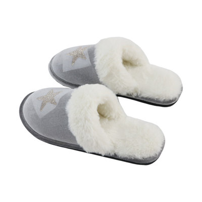 Fashion Winter Women Slipper Shoes Flannel Faux Fur Pentagram  Indoor