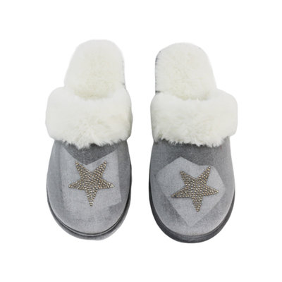 Fashion Winter Women Slipper Shoes Flannel Faux Fur Pentagram  Indoor