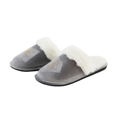 Fashion Winter Women Slipper Shoes Flannel Faux Fur Pentagram  Indoor