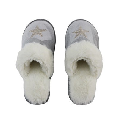Fashion Winter Women Slipper Shoes Flannel Faux Fur Pentagram  Indoor