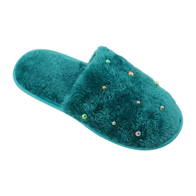 House Indoor Women Slipper Shoes Fluffy Delicate With Soft Bottom Pearl Plush