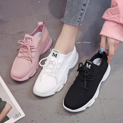 2022 new flying woven mesh sneakers women fashion casual shoes running wholesale soft sole Walking Style Shoes