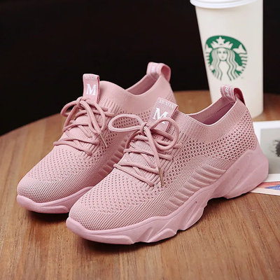 2022 new flying woven mesh sneakers women fashion casual shoes running wholesale soft sole Walking Style Shoes