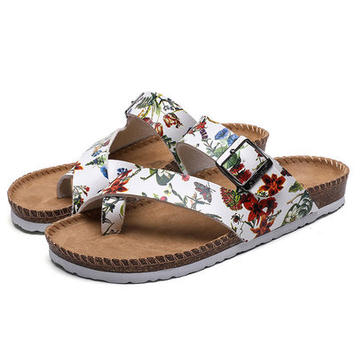 Comfortable faux suede Strap Ladies Flat Slipper Leather Cork tpr Sole Flip Flops Slippers home slippers outdoor