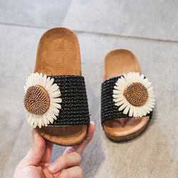 girls Summer Cork Slippers kids delicate flower Non-slip Flat Outdoor Beach sandals