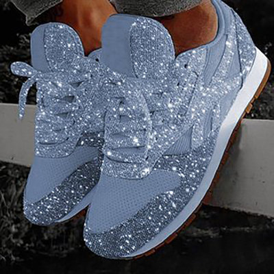 New sports footwear women breathable lace-up running rhinestones Casual sneakers factory wholesale Walking Style Shoes