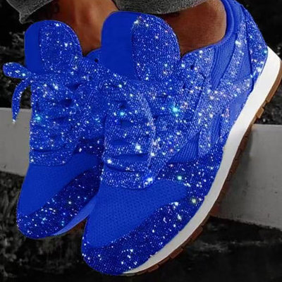 New sports footwear women breathable lace-up running rhinestones Casual sneakers factory wholesale Walking Style Shoes