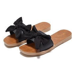 Elegant flat outdoor shoes summer bowknot PVC sole casual lady fashion woman slippers wholesale Other Sandals