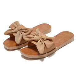 Elegant flat outdoor shoes summer bowknot PVC sole casual lady fashion woman slippers wholesale Other Sandals
