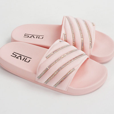 High quality lady rainbow color custom soft women PVC material slippers lightweight out wear sandals wholesale cloud slides
