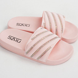 High quality lady rainbow color custom soft women PVC material slippers lightweight out wear sandals wholesale cloud slides