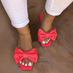 2022 designer slippers cute fashion big bowknot upper summer outdoor shoes non-slip comfortable women sandals Flats