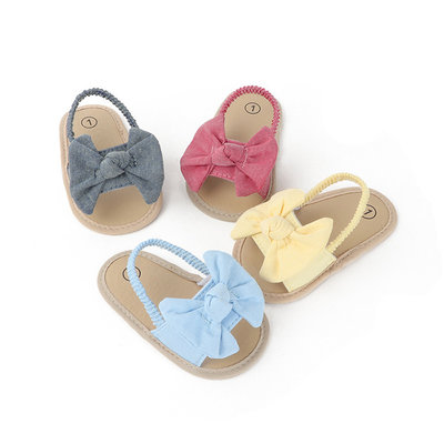 2022 Elastic Summer toddler Bowknot flat sandals Kids cute style Baby Girls Slippers new design children's shoes