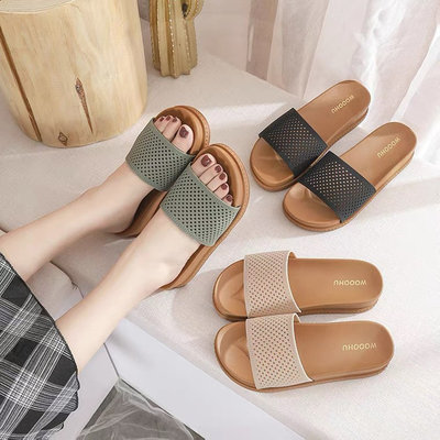 Custom Simple style slippers Breathable mesh solid color outdoor lady shoes slides summer sandals women
