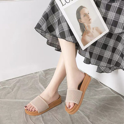 Custom Simple style slippers Breathable mesh solid color outdoor lady shoes slides summer sandals women