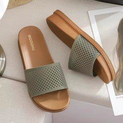 Custom Simple style slippers Breathable mesh solid color outdoor lady shoes slides summer sandals women