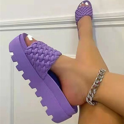 Platform Stylish Ladies Sandals Woven Upper Casual  Round Toe Breathable