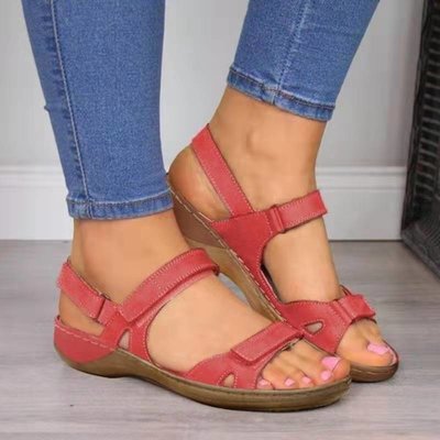 Summer breathable beach outdoor shoes comfortable open toe solid color women slippers large size flat sandals