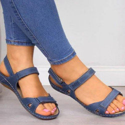 Summer breathable beach outdoor shoes comfortable open toe solid color women slippers large size flat sandals