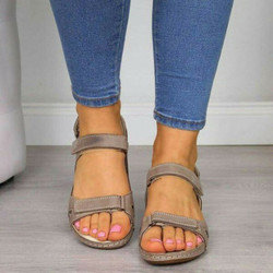 Summer breathable beach outdoor shoes comfortable open toe solid color women slippers large size flat sandals