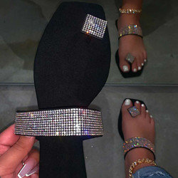 2022 new fashion trend beach shoes rhinestone summer sandals women flat non-slip slippers slides womens fashion shoes unique