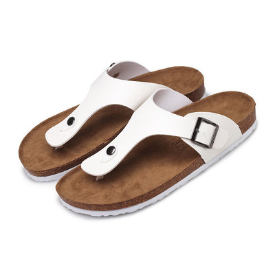 men comfortable cork slippers soft wood soles beach flip flops for men slipper