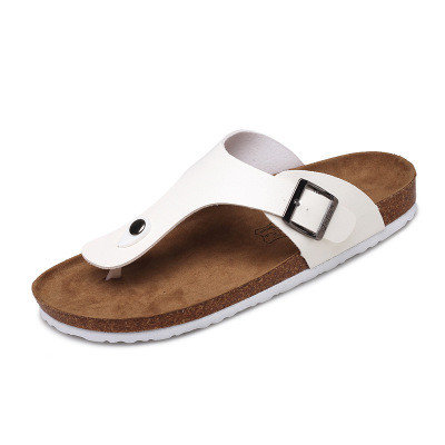 men comfortable cork slippers soft wood soles beach flip flops for men slipper