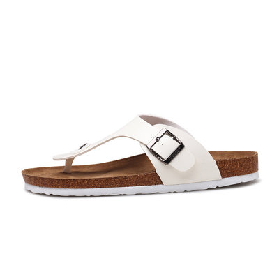 men comfortable cork slippers soft wood soles beach flip flops for men slipper