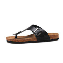 men comfortable cork slippers soft wood soles beach flip flops for men slipper