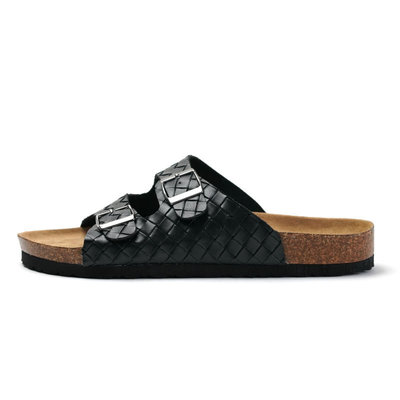 Solid Color Stylish Ladies Sandals Braided Female Double Straps  Casual