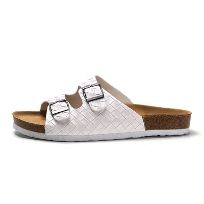 Solid Color Stylish Ladies Sandals Braided Female Double Straps  Casual