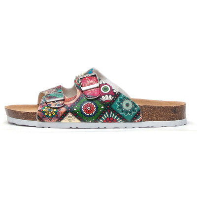 Summer Ladies Stylish Ladies Sandals Thick Leather  Metal Double Button