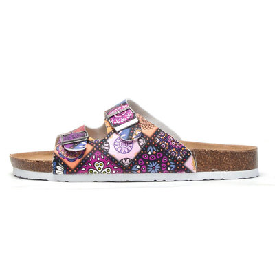 Summer Ladies Stylish Ladies Sandals Thick Leather  Metal Double Button