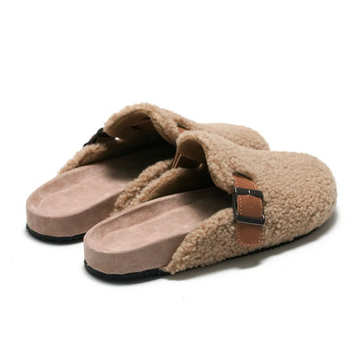 2021 Autumn New Plush Slippers Lady Flat Outer Wear Slippers Winter Comfortable Girs Fashion sherpa Slippers casual shoes woman