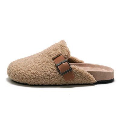 2021 Autumn New Plush Slippers Lady Flat Outer Wear Slippers Winter Comfortable Girs Fashion sherpa Slippers casual shoes woman