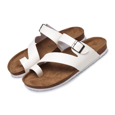 2020 pure color Slippers Women Summer Beach Casual Wood Flip Flops men Retro Flat slides  Cork Slippers sandal upper