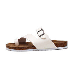 2020 pure color Slippers Women Summer Beach Casual Wood Flip Flops men Retro Flat slides  Cork Slippers sandal upper