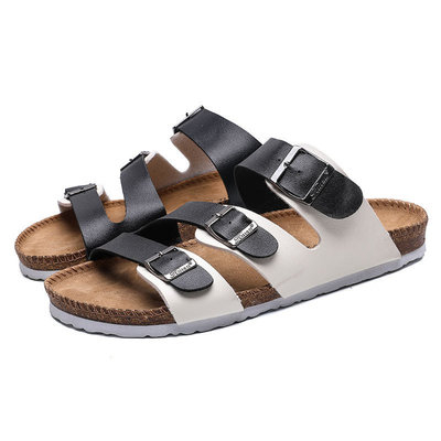 men hot sale new style popular soft wooden sole with metal buckles comfort slippers zapatillas