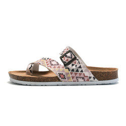 Women geometry Print rubber flat sole Sandal Summer Autumn Beach Slippers For Ladies new design cork slipper
