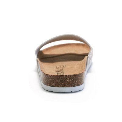 Hot selling new fashion custom wholesale men PU upper cork foot bed slippers ladies printed open toe platform slide sandals