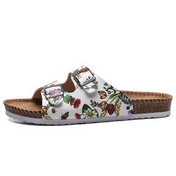 Soft Wood Soles Comfortable  Beach Shoes Summer Flower White Platform Beach Shoes