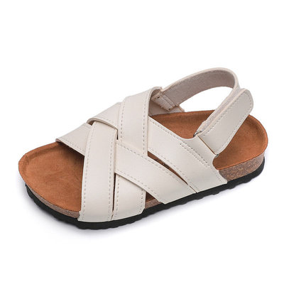 PU Upper Children Slipper Cork Sole Breathable Hard Wearing  Children Slipper