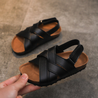 PU Upper Children Slipper Cork Sole Breathable Hard Wearing  Children Slipper