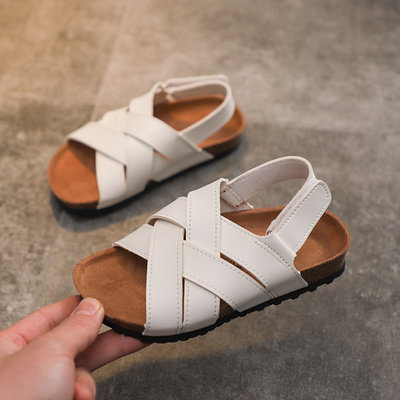 PU Upper Children Slipper Cork Sole Breathable Hard Wearing  Children Slipper