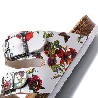 new design Wood Women Cork sandals  Lady house indoor and outdoor slippers white platform sandal