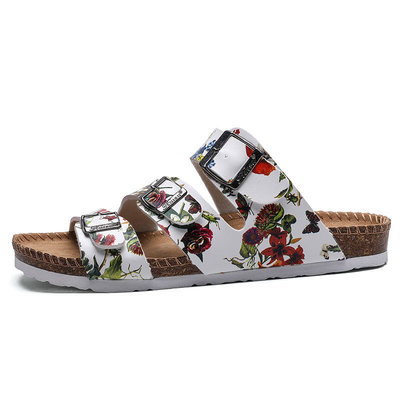 new design Wood Women Cork sandals  Lady house indoor and outdoor slippers white platform sandal