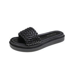 Flat Bottom Summer Beach Shoes Woven Upper Solid Color Soft