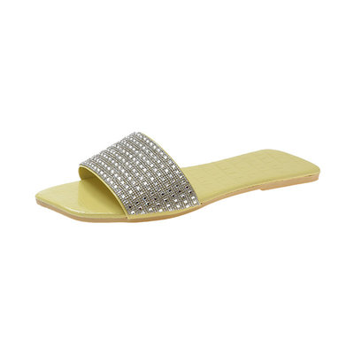 Large Size Solid Color Stylish Ladies Sandals Rhinestone Sequins Upper