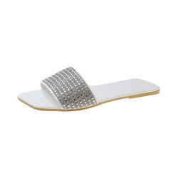 Large Size Solid Color Stylish Ladies Sandals Rhinestone Sequins Upper