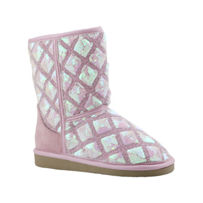 Plush Lining Women Winter Snow Boots Sequin Pattern  Keep Warm